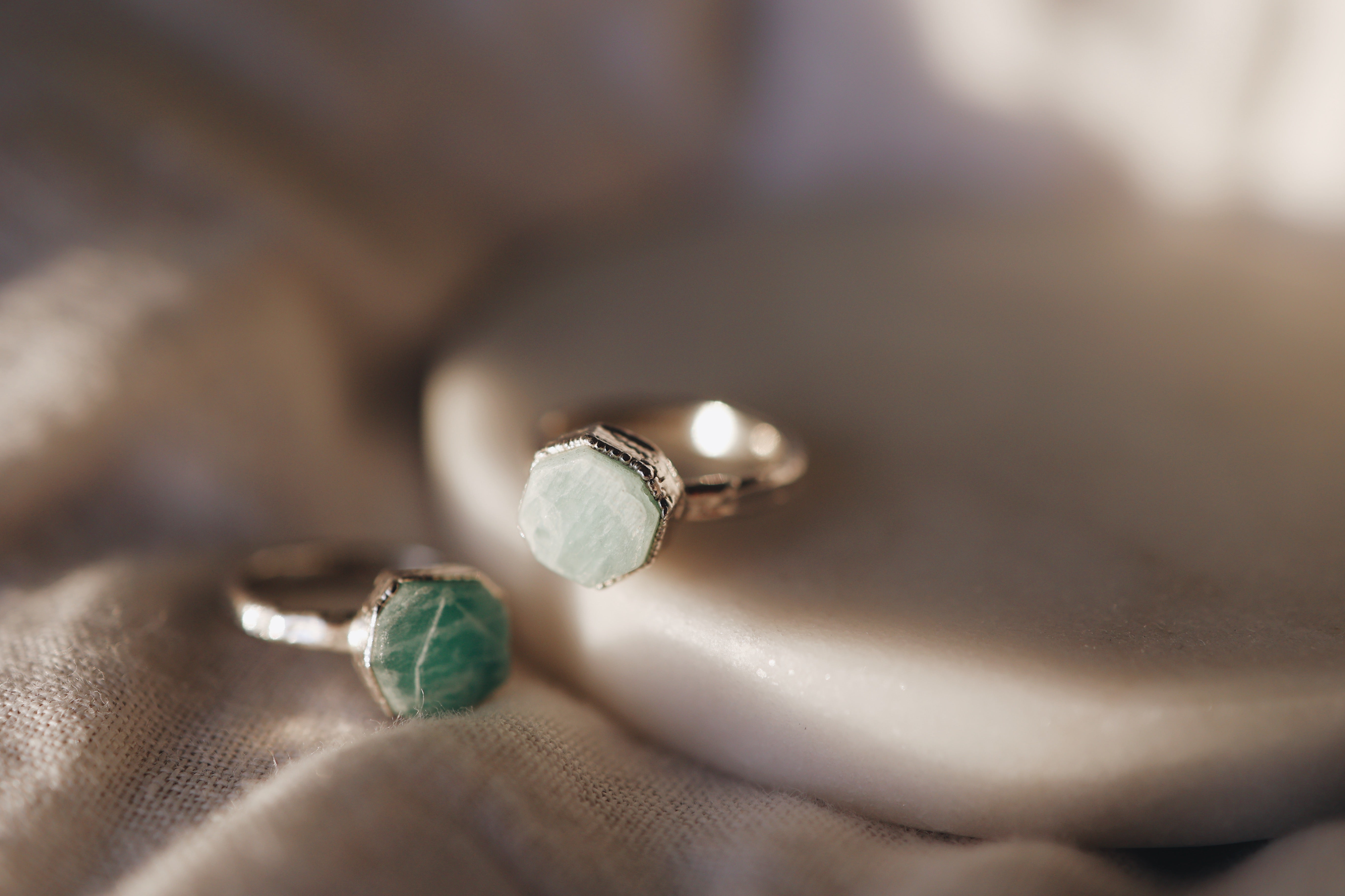 Raw Amazonite Ring · Soothing Green Gemstone Band – Little Sycamore